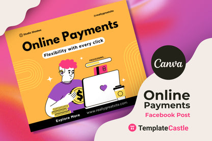 Online Payments Canva Template - Engaging Financial Service E-commerce ...