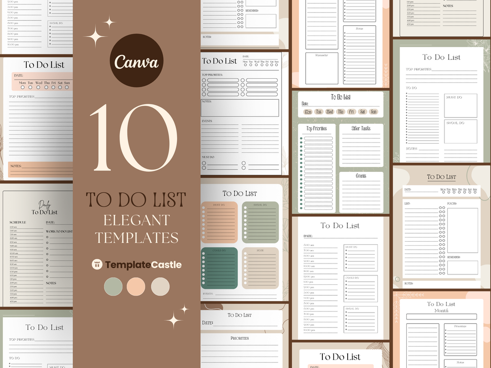 10 Elegant To Do List Templates Canva Editable Template Daily Planner ...